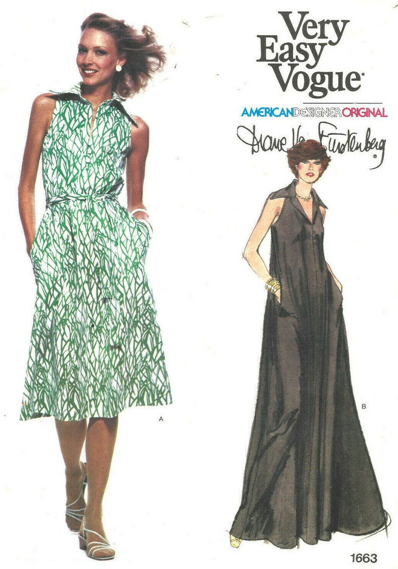 1970s Vintage VOGUE Sewing Pattern DRESS B38″ (1898) by Diane Von ...