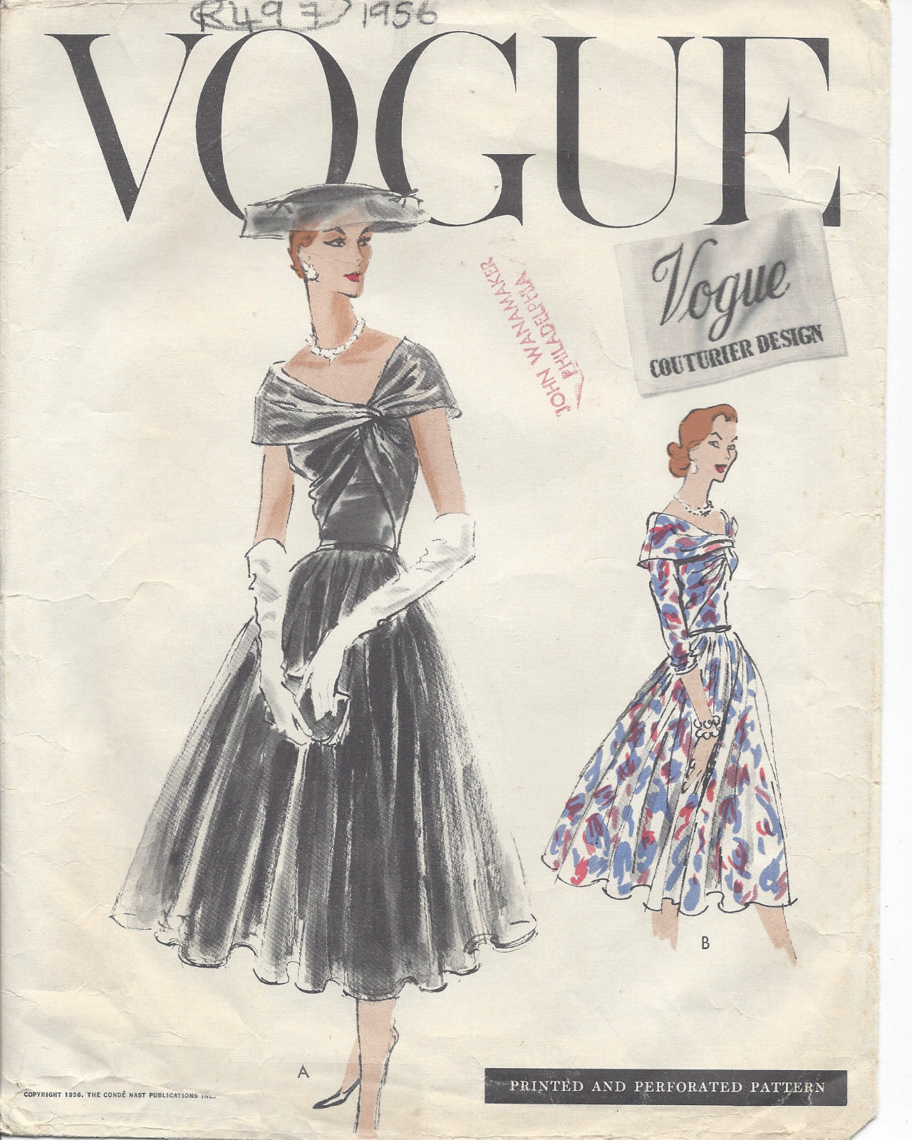 1956 Vintage VOGUE Sewing Pattern DRESS B32 R497 Vogue 914 - Etsy