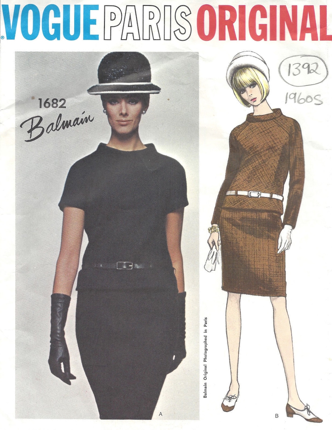 1960s Vintage VOGUE Sewing Pattern B32 ONE-PIECE Dress (1392) by ...