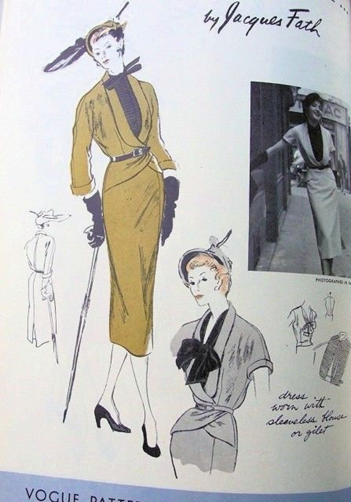 1950s Vintage VOGUE Sewing Pattern B34 Jacket SKIRT BLOUSE (1113) Vogue ...