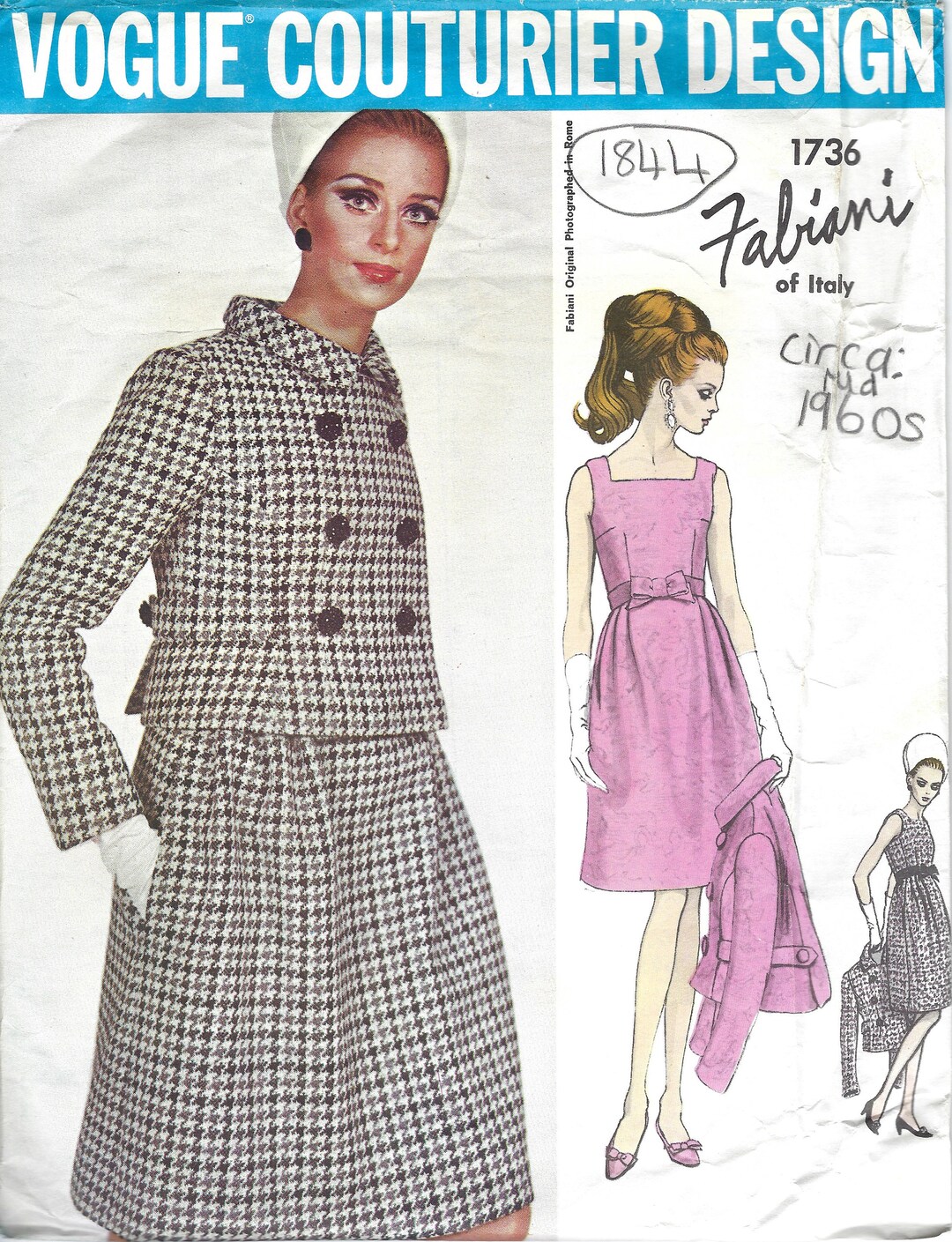 1960s Vintage VOGUE Sewing Pattern B32 JACKET & DRESS (1844) by Fabiani ...