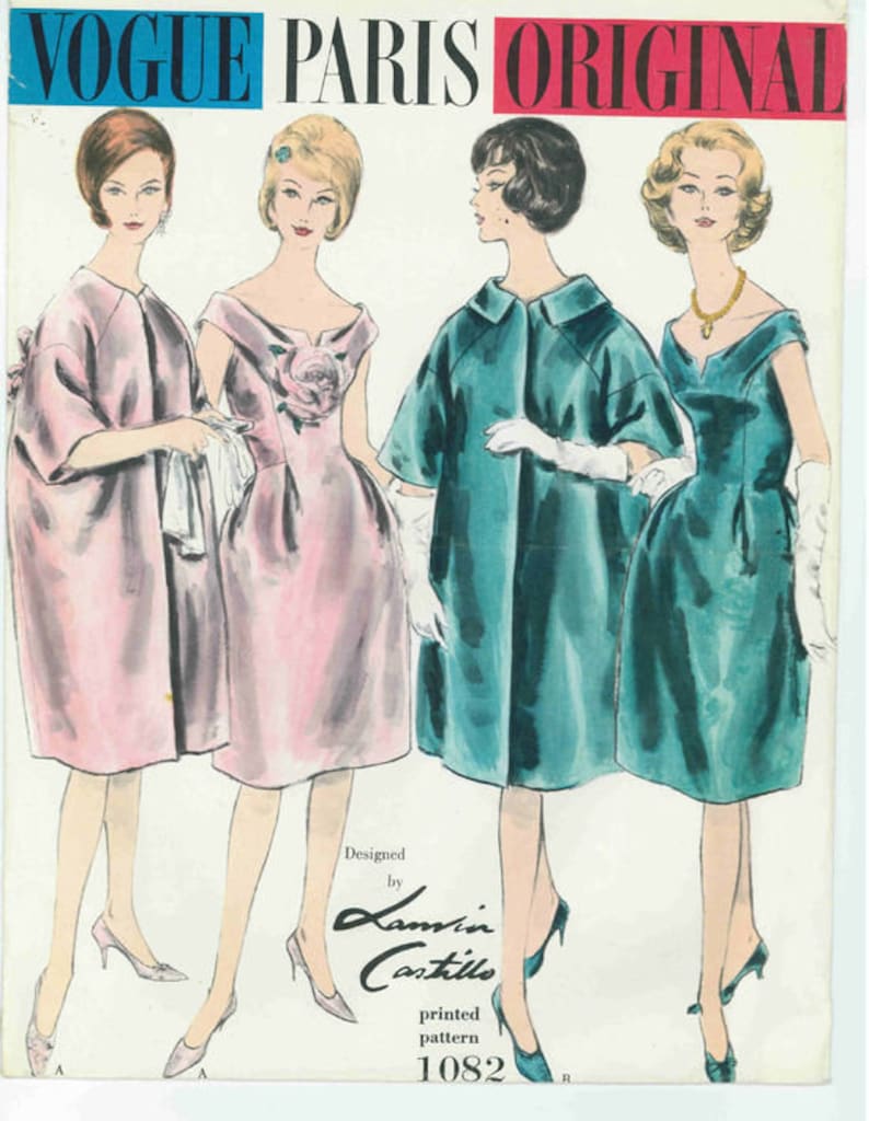 1961 Vintage VOGUE Sewing Pattern B38 Dress & Coat 1787 by - Etsy