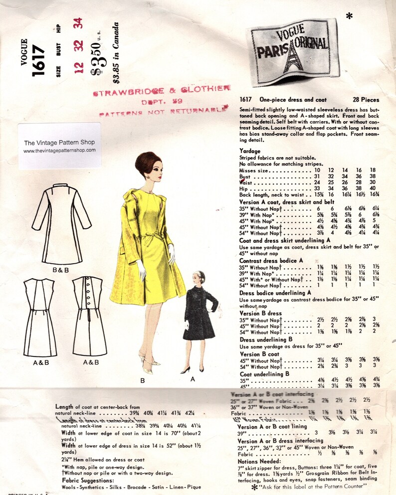 1966 Vintage VOGUE Sewing Pattern B32 DRESS & COAT 1954 by - Etsy UK