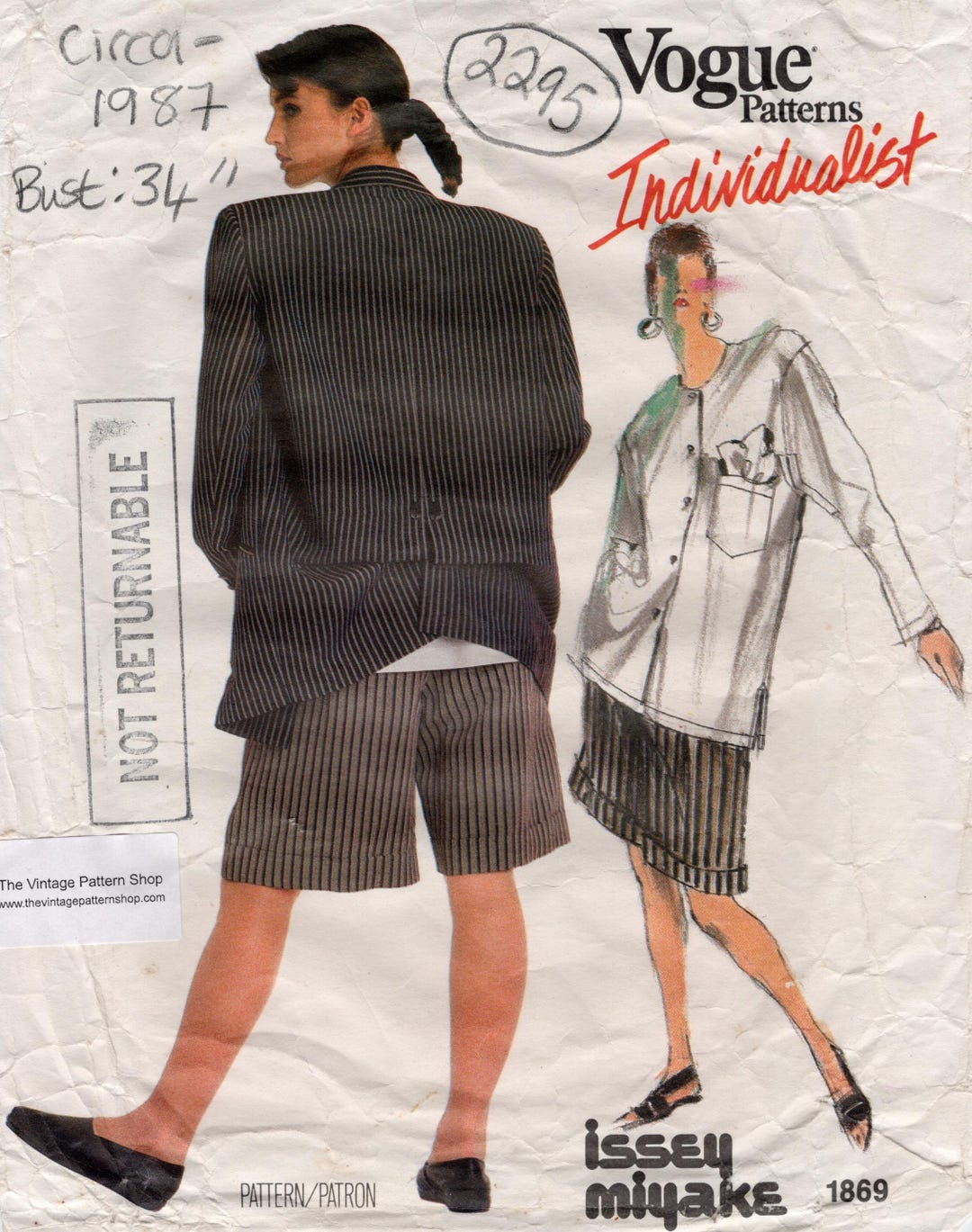 1987 Vintage VOGUE Sewing Pattern (B34″) Jacket Shirt & Shorts (2295 ...