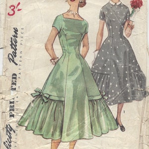 1956 Vintage Sewing Pattern B36 DRESS (1096) Simplicity 1509 - Etsy