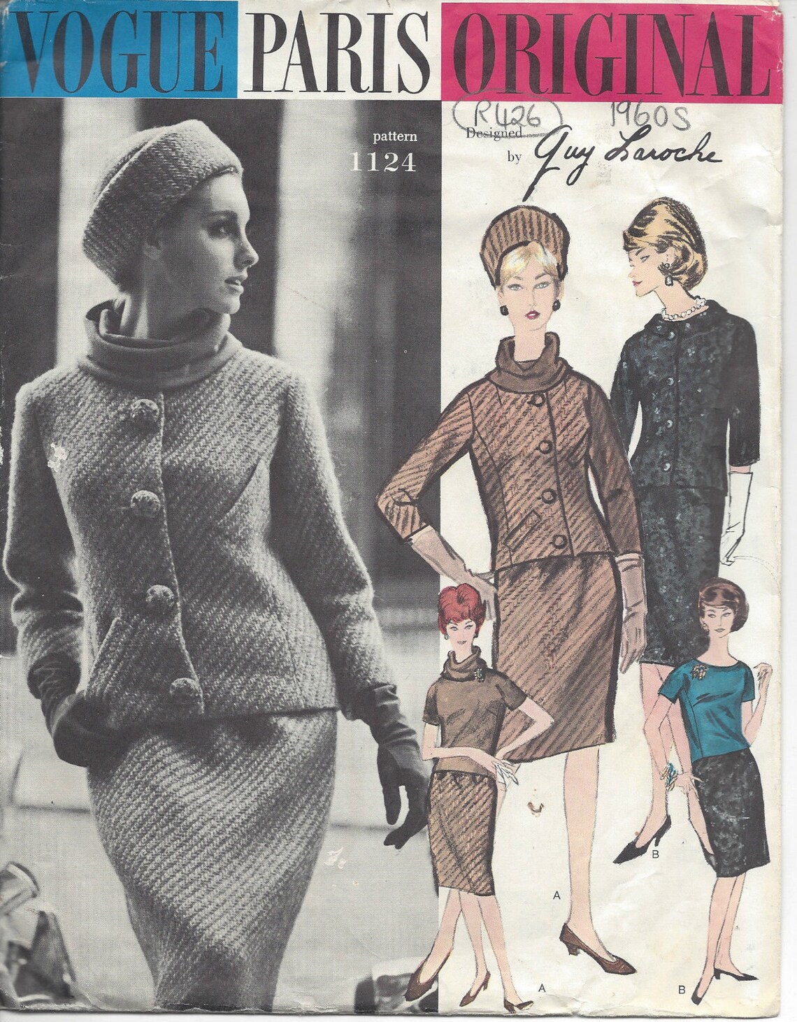 1961 Vintage VOGUE Sewing Pattern B31" Jacket -SKIRT & BLOUSE (R426 ...