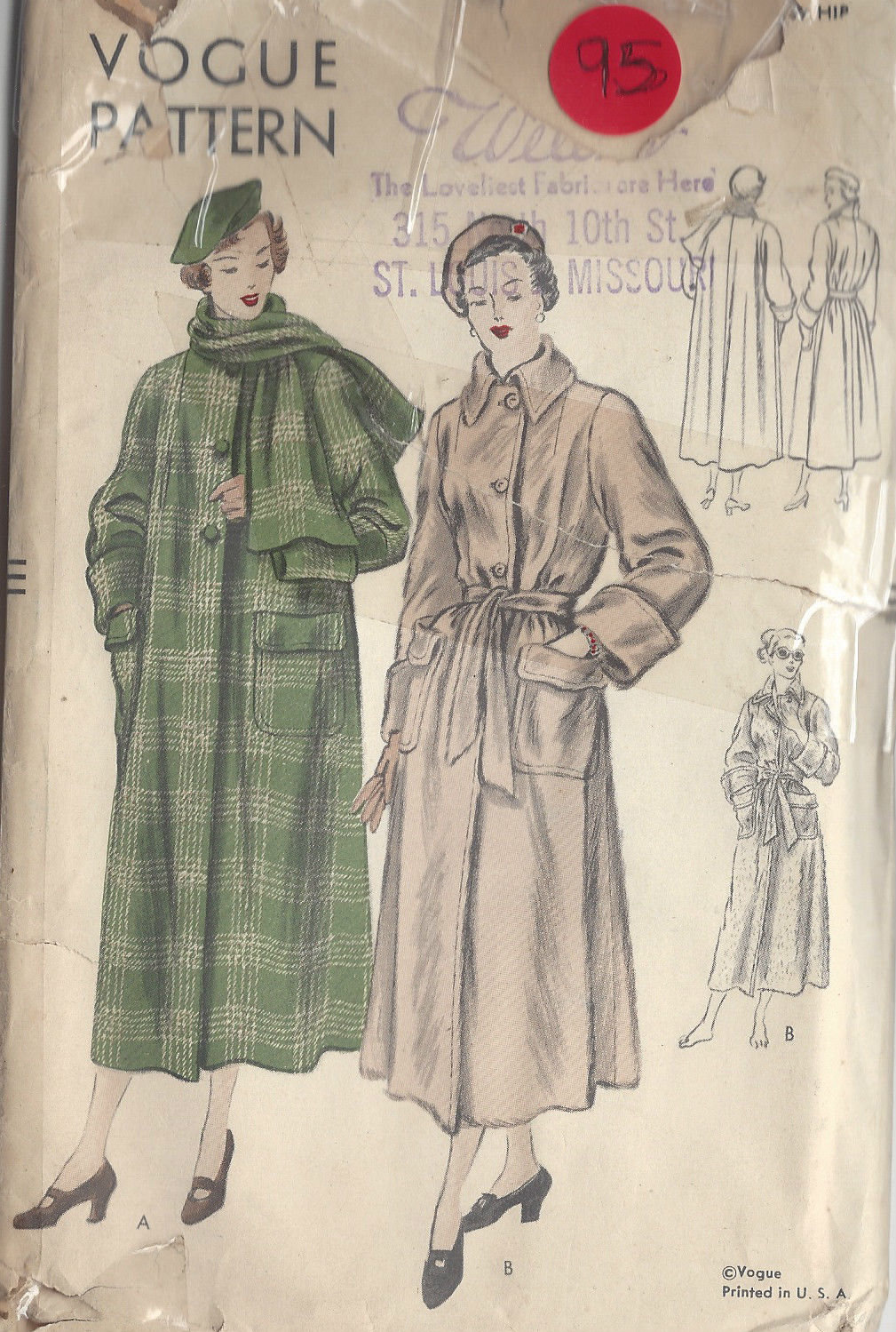 1940s Vintage VOGUE Sewing Pattern B36" COAT (95) Vogue 6621 - Etsy