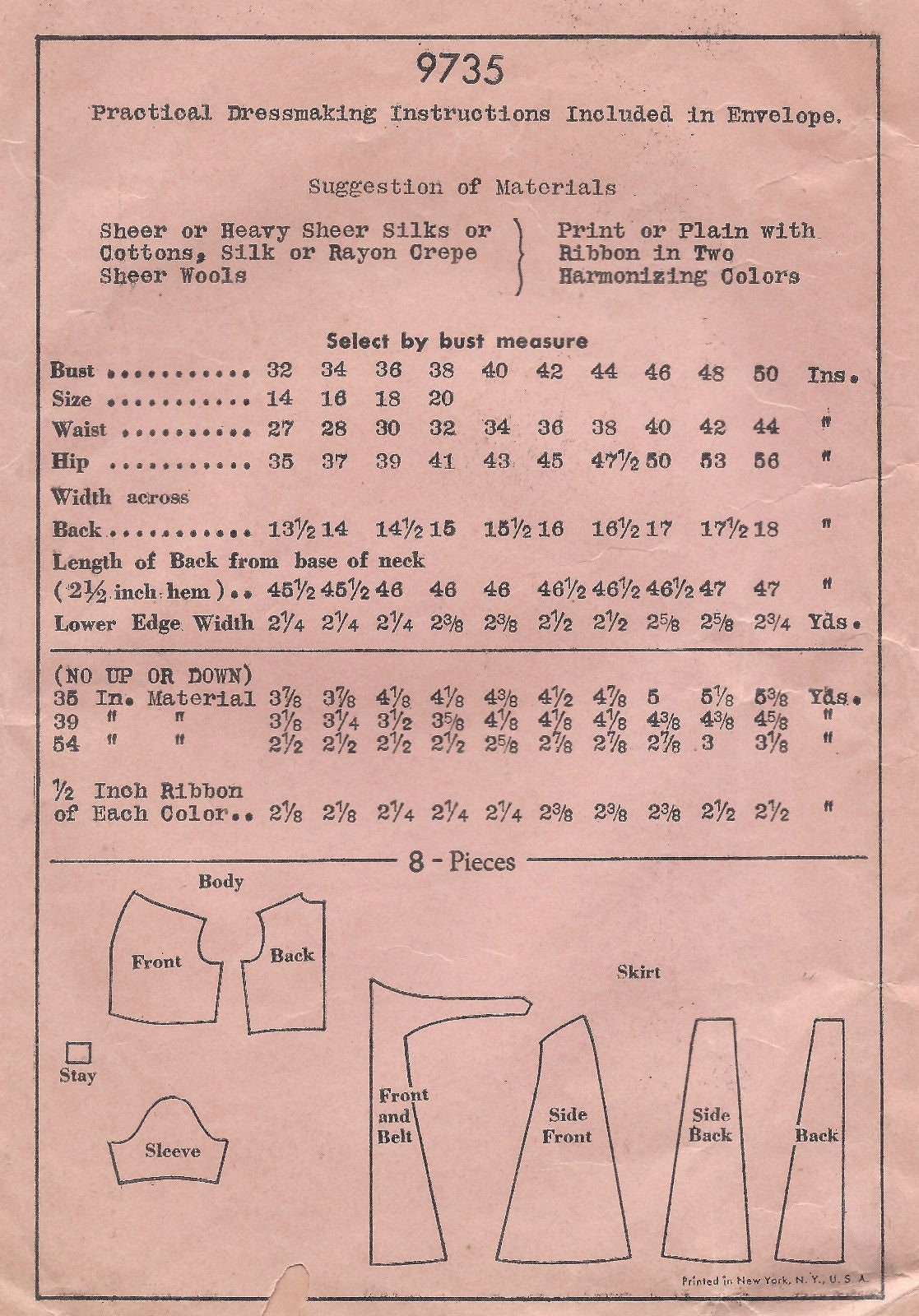 1940s Vintage Sewing Pattern B48 DRESS R323 by - Etsy
