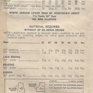 1940s Vintage Sewing Pattern B36" NIGHTDRESS-NEGLIGEE (232) Du Barry ...