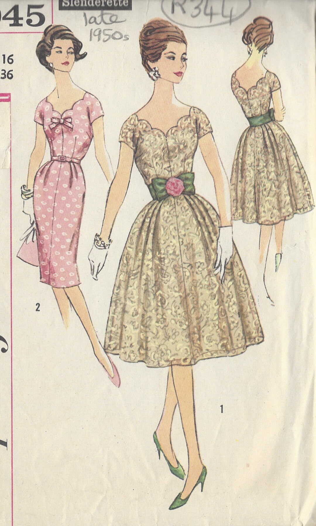 1950s Vintage Sewing Pattern B36" DRESS (R344) Simplicity 3045 - Etsy