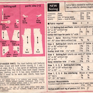 1969 Vintage Sewing Pattern B34″ Bathing SUIT & HUGGER-PANTS (1956 ...