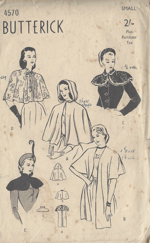 1940s WW2 Vintage Sewing Pattern B32-34 CAPE & STOLE 1087 - Etsy