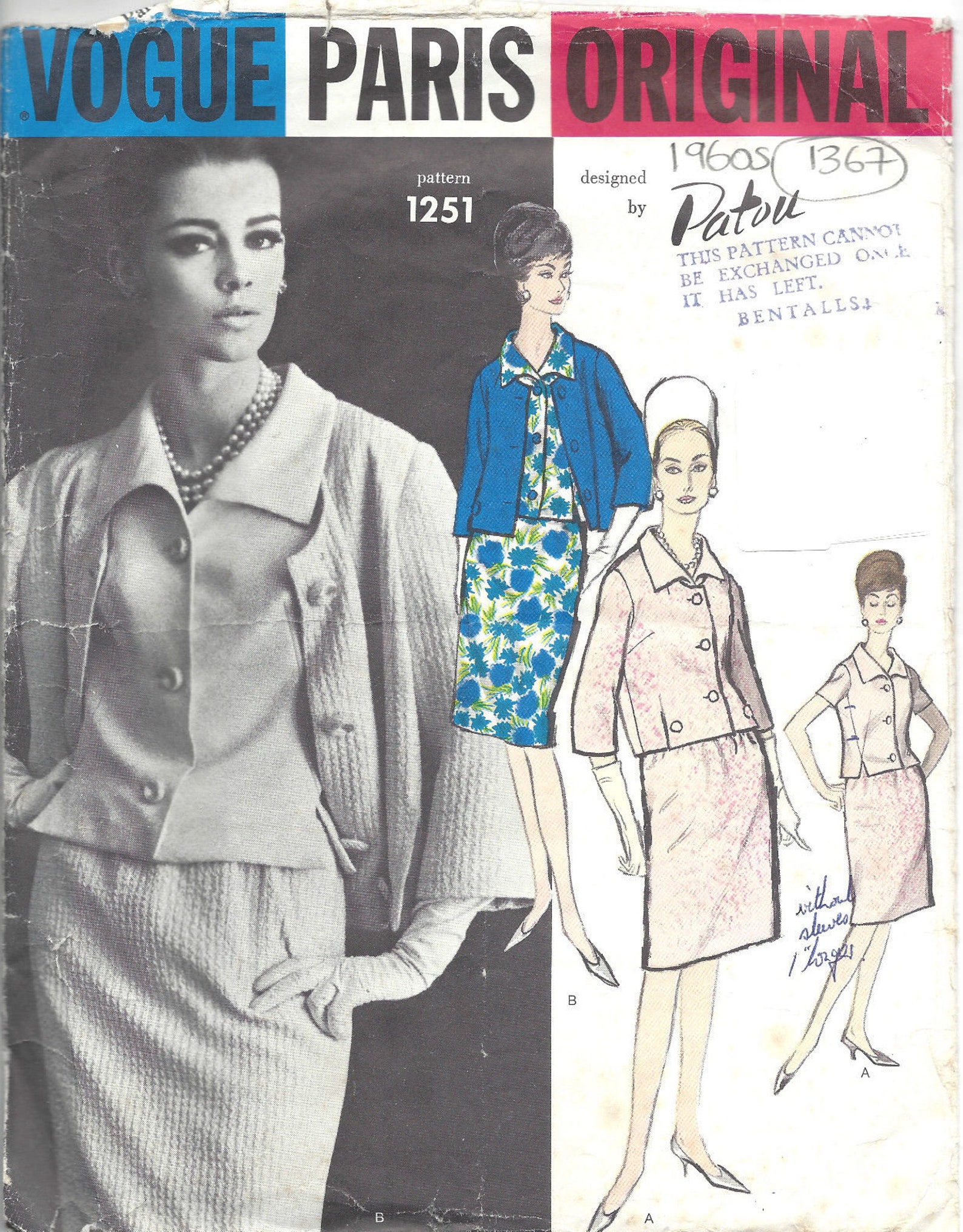 1960s Vintage VOGUE Sewing Pattern B32 Suit Jacket SKIRT BLOUSE (1367 ...