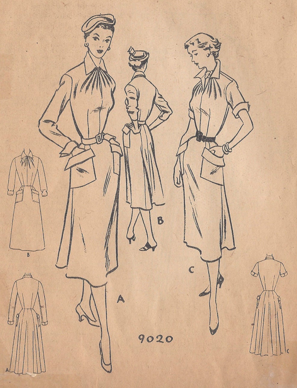 1952 Vintage Sewing Pattern DRESS B34 R55 Mccalls 9020 - Etsy