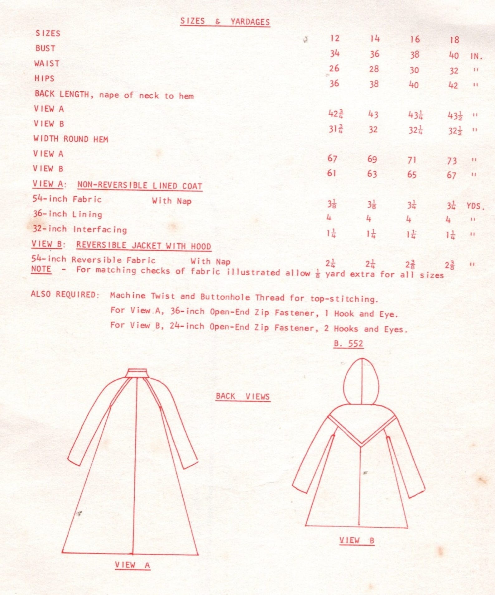1970s Vintage Sewing Pattern Jacket & Coat Bust 34" (2126) Woman's ...