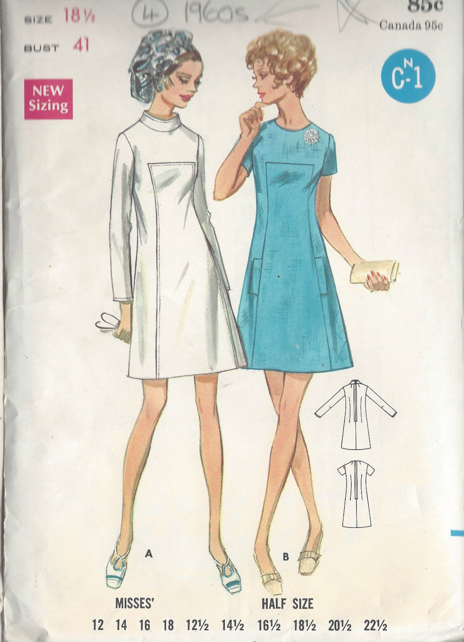 1960s Vintage Sewing Pattern B41" DRESS (R689) by Butterick 5679 - Etsy