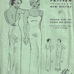 1930s Vintage Sewing Pattern B36in SLIP (1664) BUTTERICK 5978 - Etsy