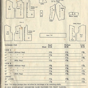 1953 Vintage Sewing Pattern MEN'S Jacket C38"-40' (1350) by Butterick ...