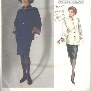 1989 VOGUE Sewing Pattern B36-38-40 TOP SKIRT Scarf (1691) Oscar De La ...