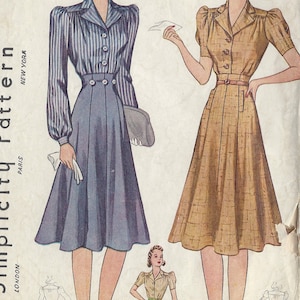 1940 Vintage Sewing Pattern B33" DRESS-SKIRT & BLOUSE (27) Simplicity ...