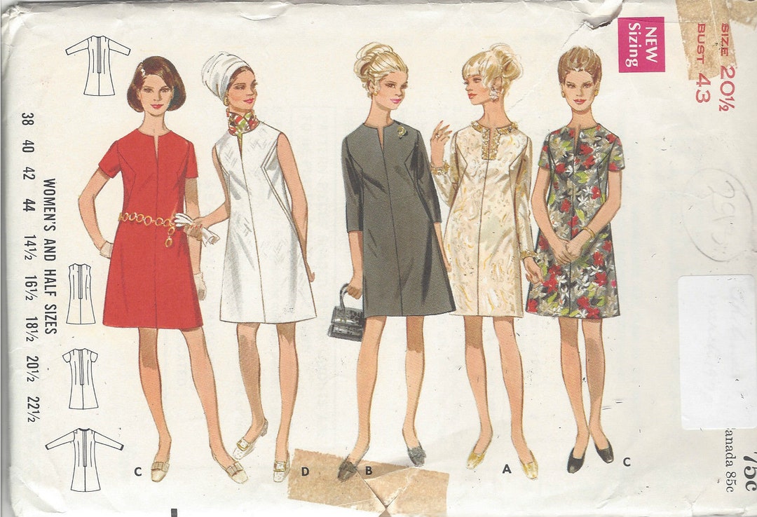 1960s Vintage Sewing Pattern B43 DRESS (R690) Butterick 5229 - Etsy