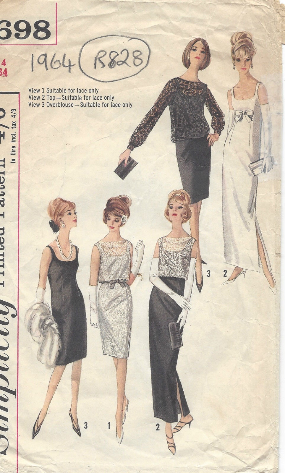 1964 Vintage Sewing Pattern B34 DRESS, OVERBLOUSE & TOP (R828 ...