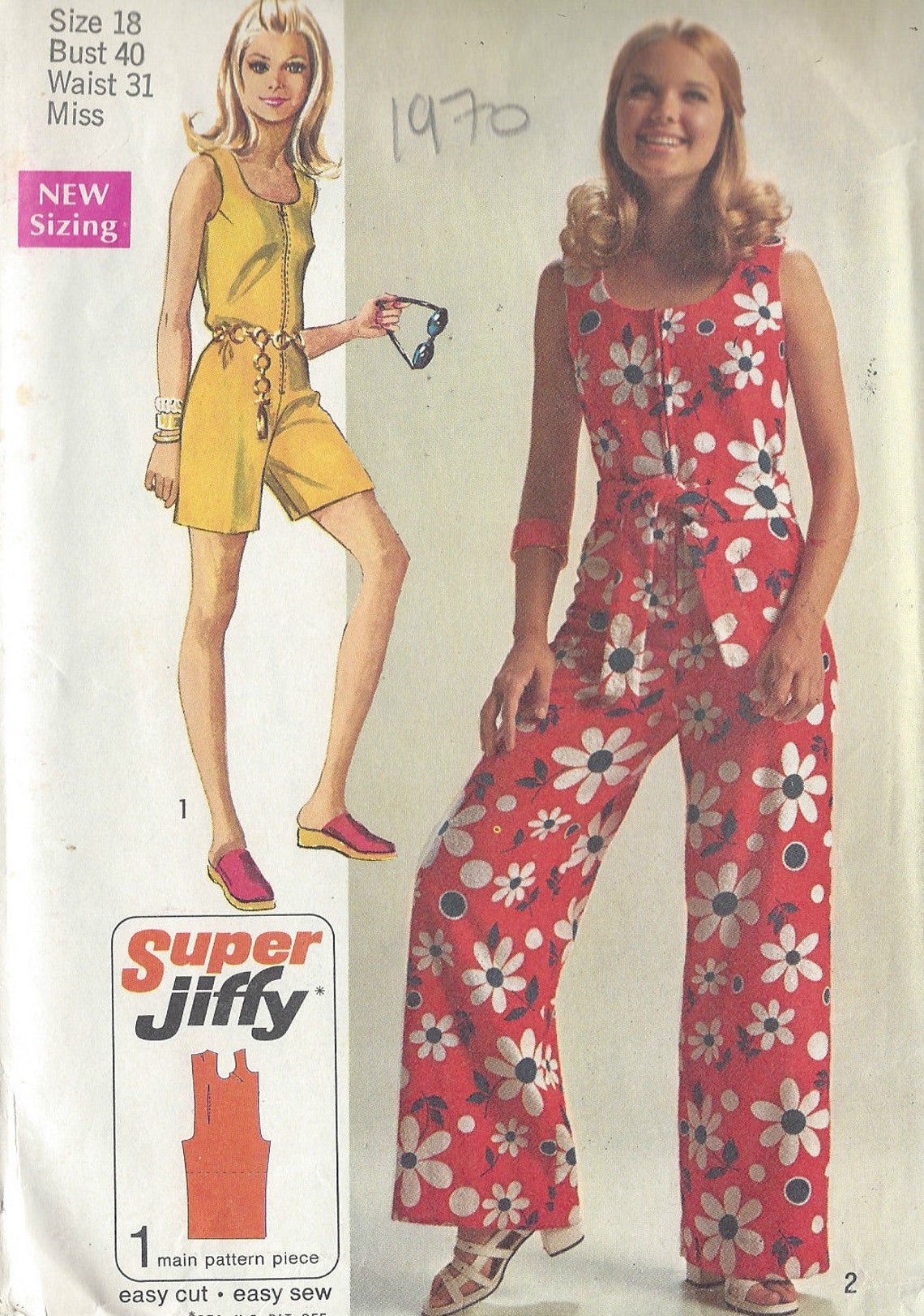 1970 Vintage Sewing Pattern B40 JUMPSUIT R698 by Simplicity 8787 - Etsy