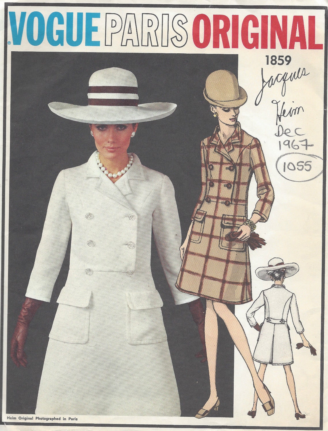 1967 Vintage VOGUE Sewing Pattern B34 DRESS (1055) BY Jacques Heim ...