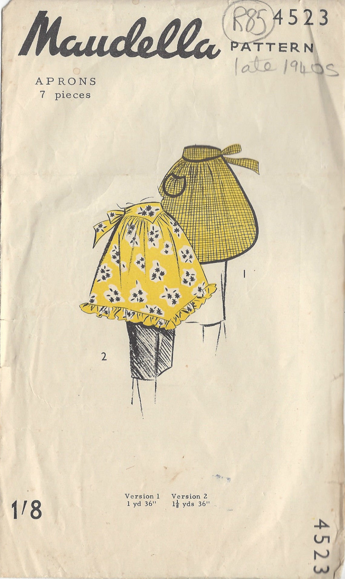 1940s Vintage Sewing Pattern APRON ONE SIZE R85 Maudella - Etsy