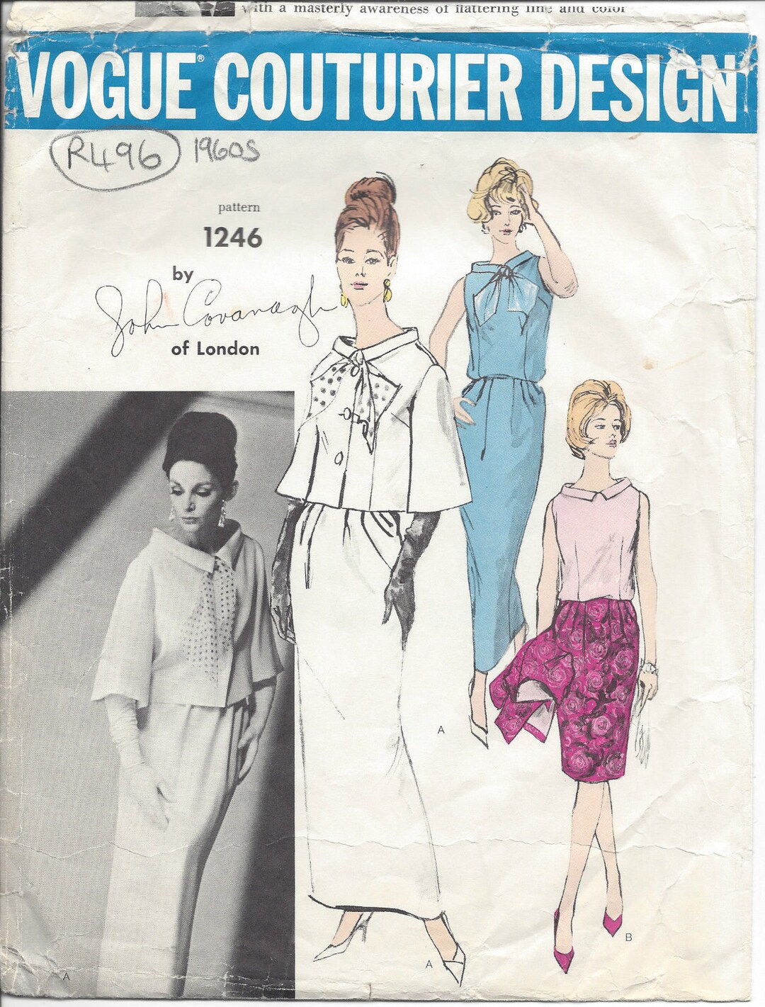 1960s Vintage VOGUE Sewing Pattern DRESS- Jacket B34" (R496) BY John ...