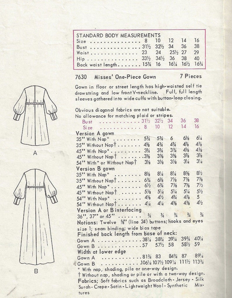 1969 Vintage VOGUE Sewing Pattern DRESS B36 1781 Vogue 7630 - Etsy