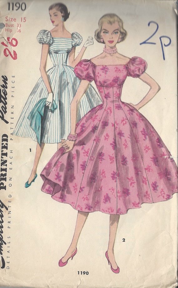 1955 Vintage Sewing Pattern Dress B33 R604 Simplicity - Etsy