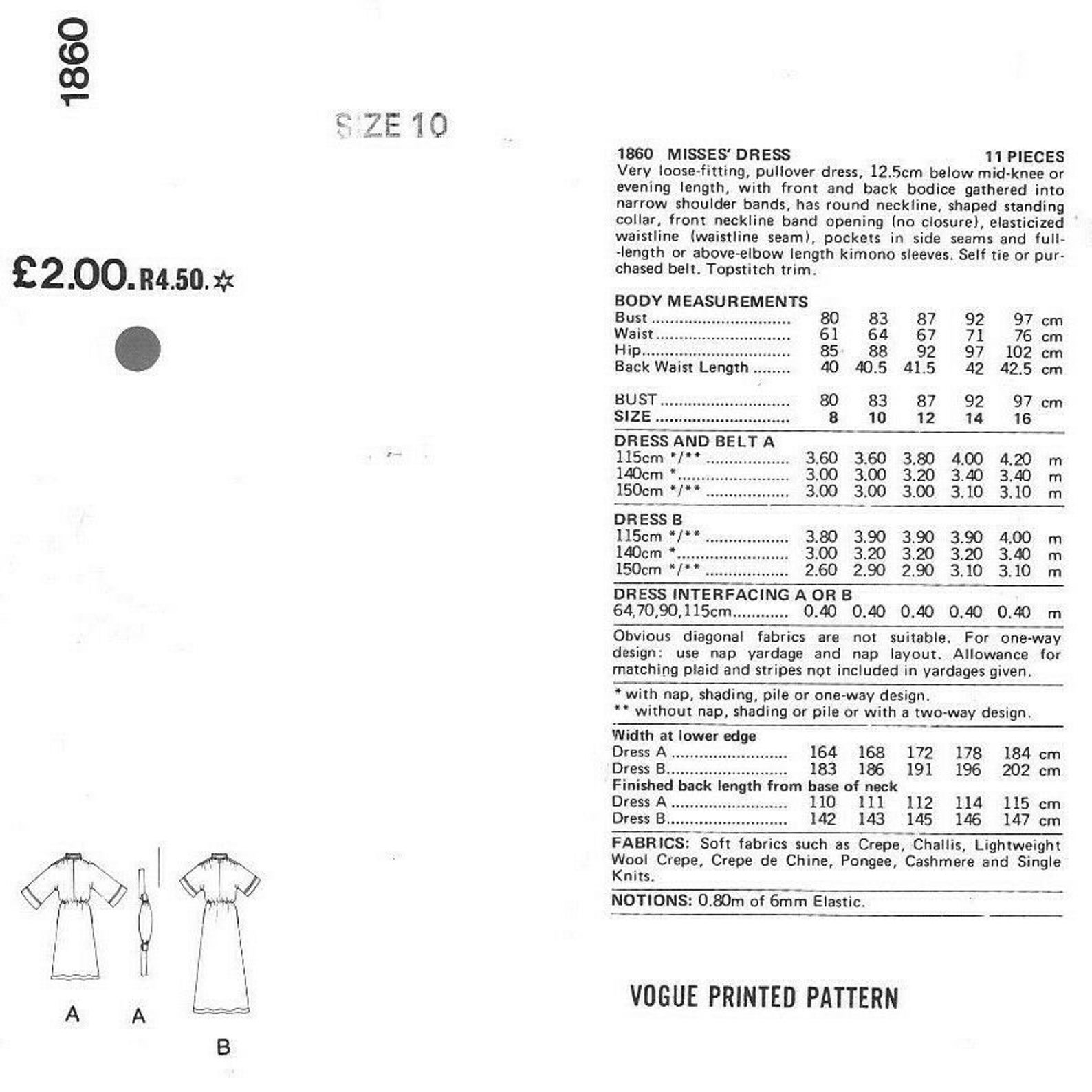 1979 Vintage VOGUE Sewing Pattern DRESS B32.5 1885 by - Etsy