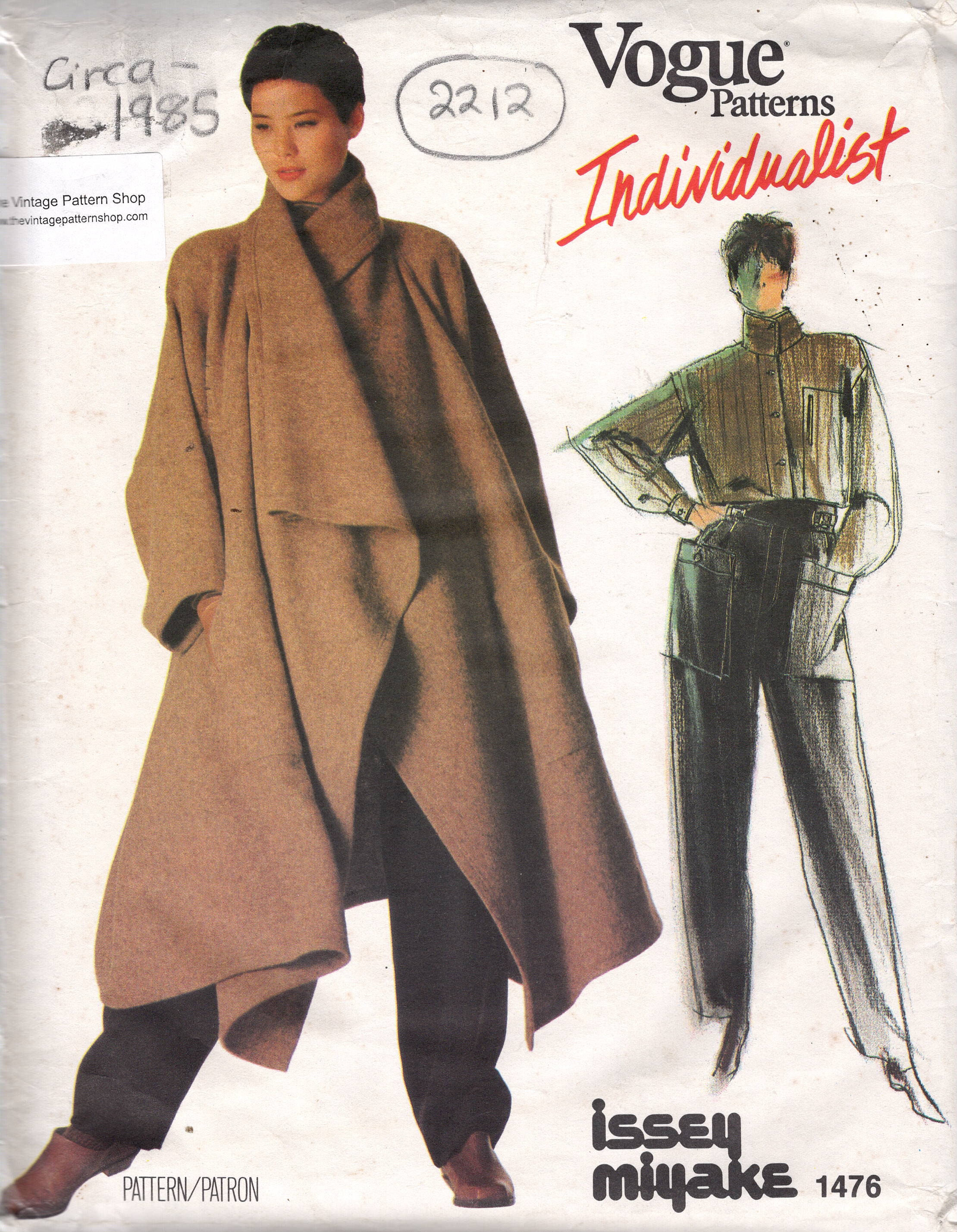 1985 Vintage VOGUE Sewing Pattern Bust: 32 1/2in Coat Shirt Pants 2212 ...