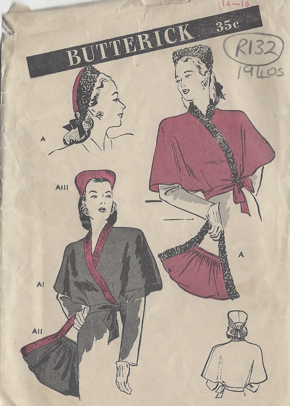 1940s Vintage Sewing Pattern Cape Hat BAG SET - Etsy