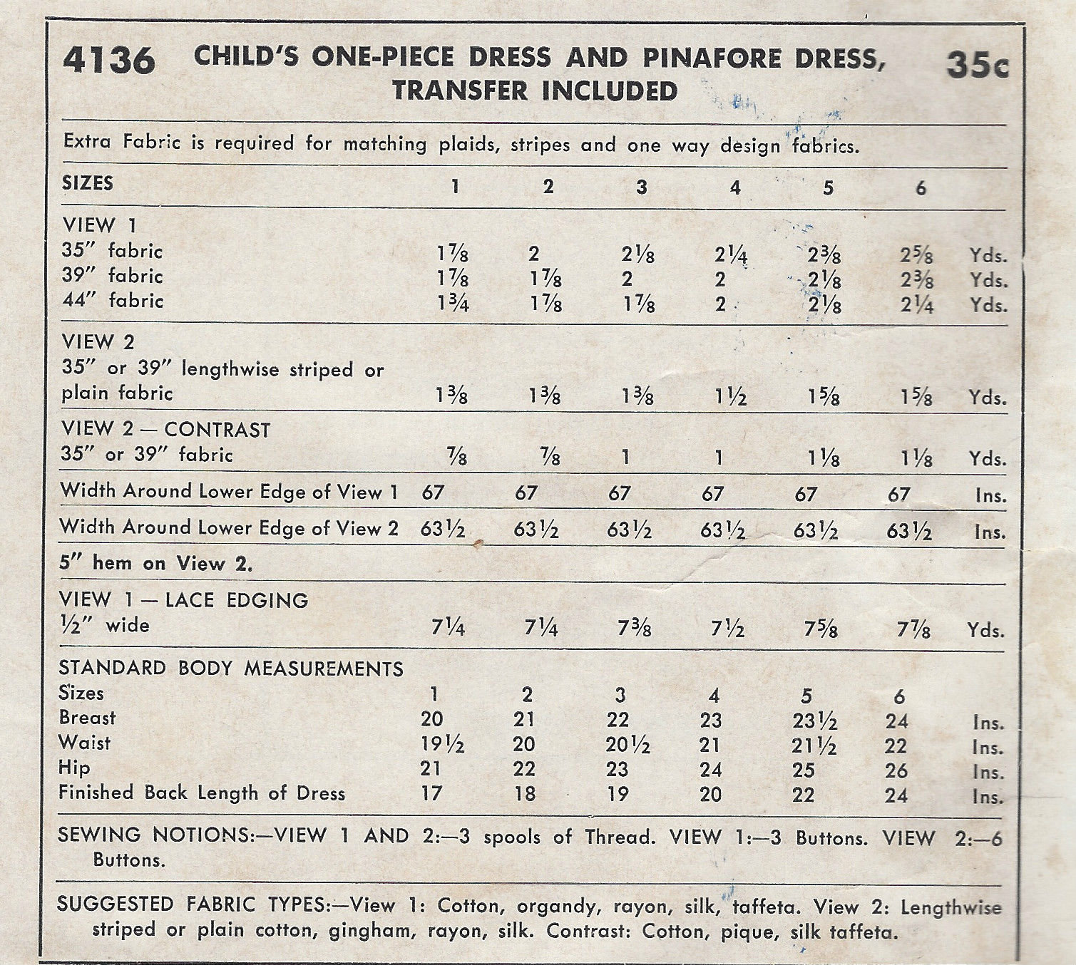 1952 Childrens Vintage Sewing Pattern S2 C21 DRESS & TRANSFER C6 ...
