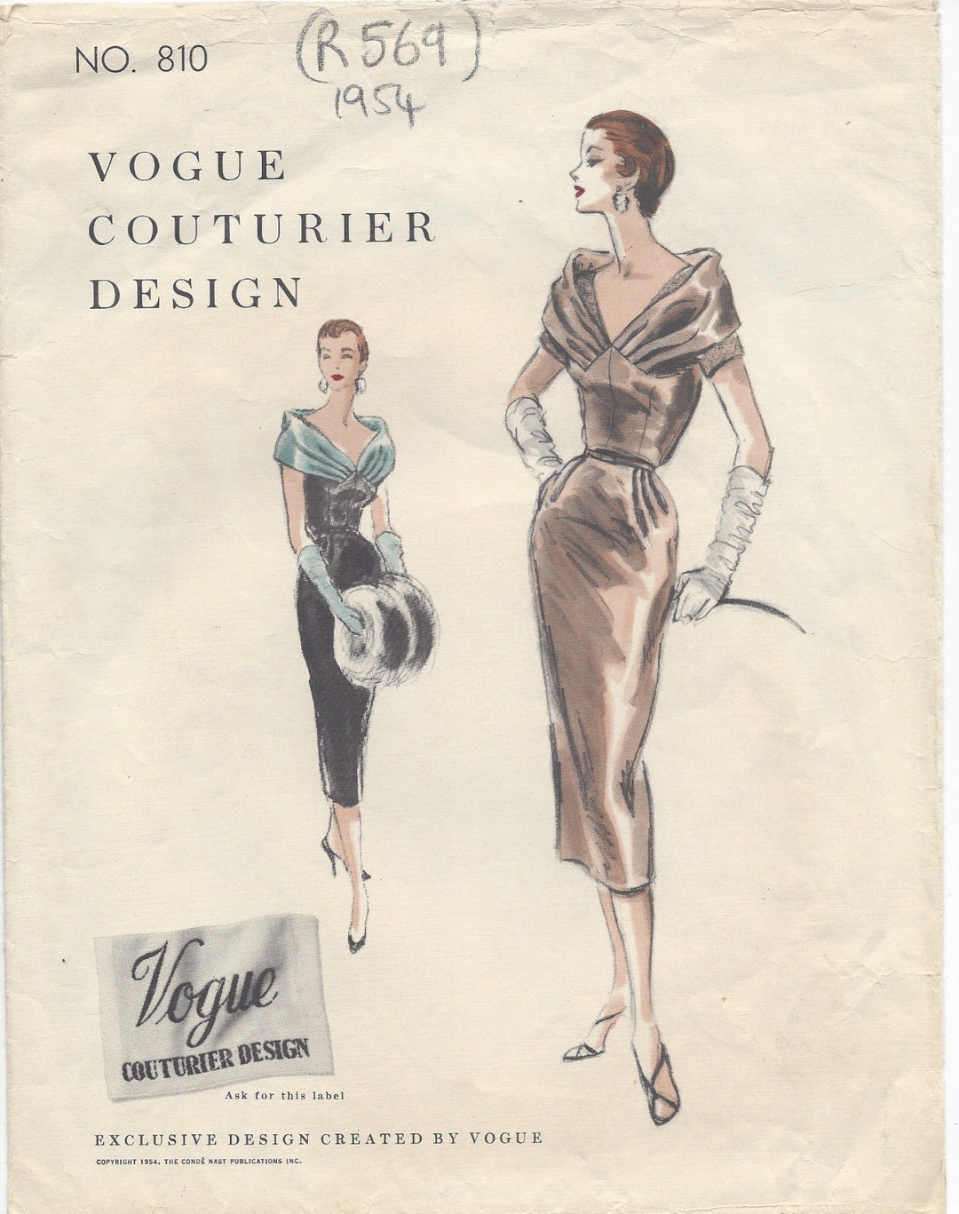 1954 Vintage VOGUE Sewing Pattern B30" DRESS (R569) Vogue 810 - Etsy