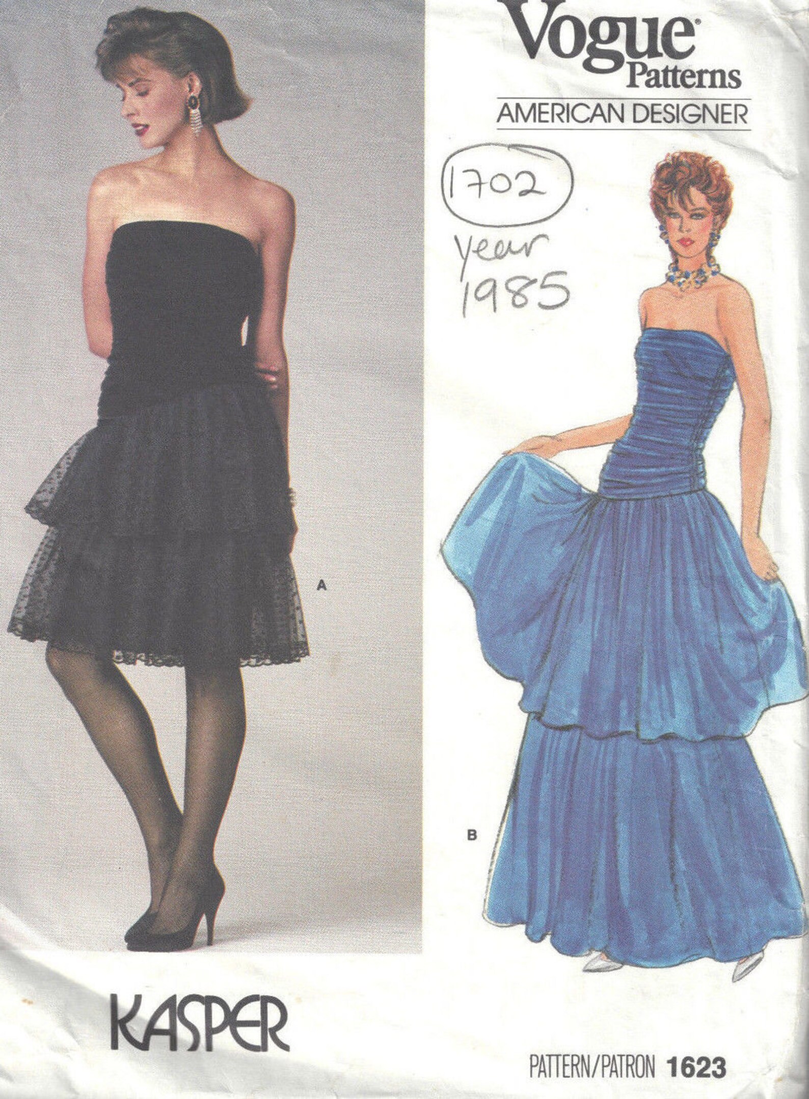 1985 Vintage VOGUE Sewing Pattern DRESS B36" (1702) by Kasper Vogue ...