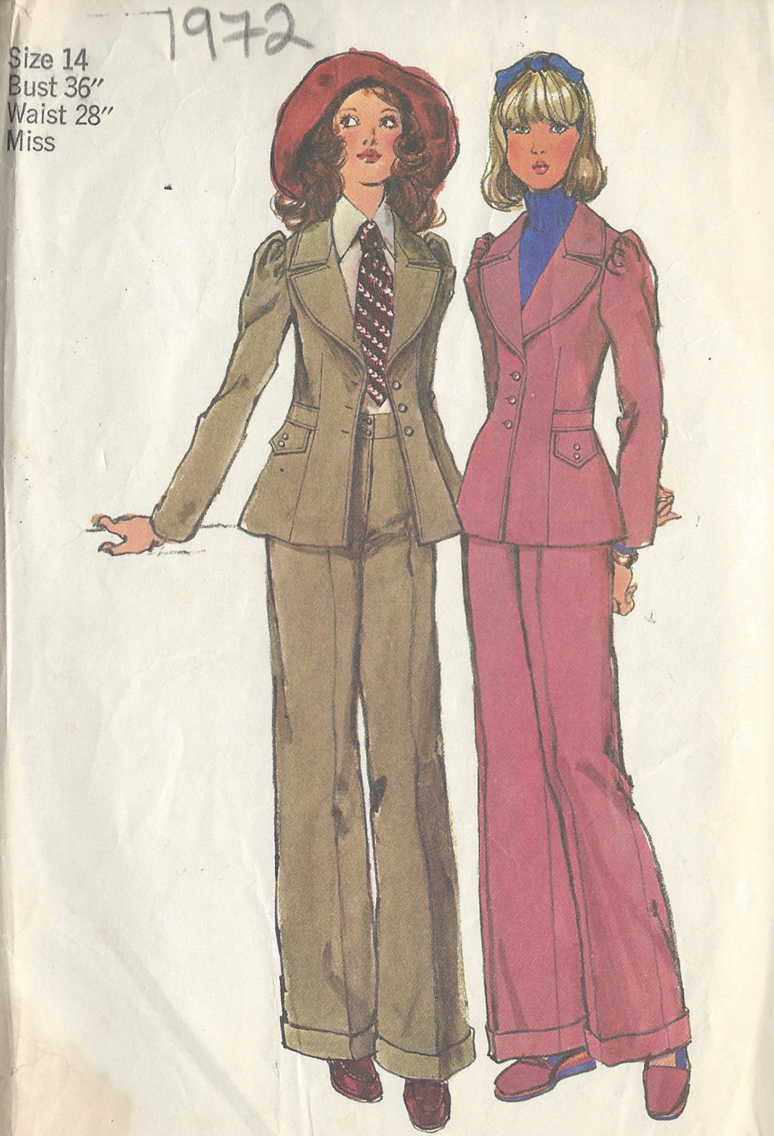 1972 Vintage Sewing Pattern B36-W28 PANTS & JACKET R695 - Etsy