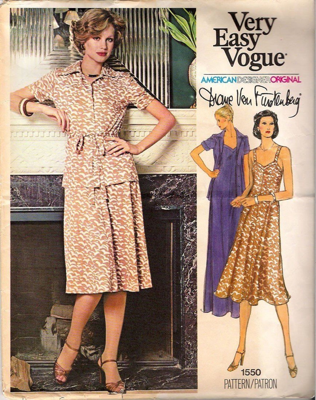 1976 Vintage VOGUE Sewing Pattern DRESS & JACKET 38″ (1900) Diane Von ...