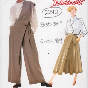 1989 Vintage VOGUE Sewing Pattern bust: 36 In Blouse Pants & Skirt 2292 ...