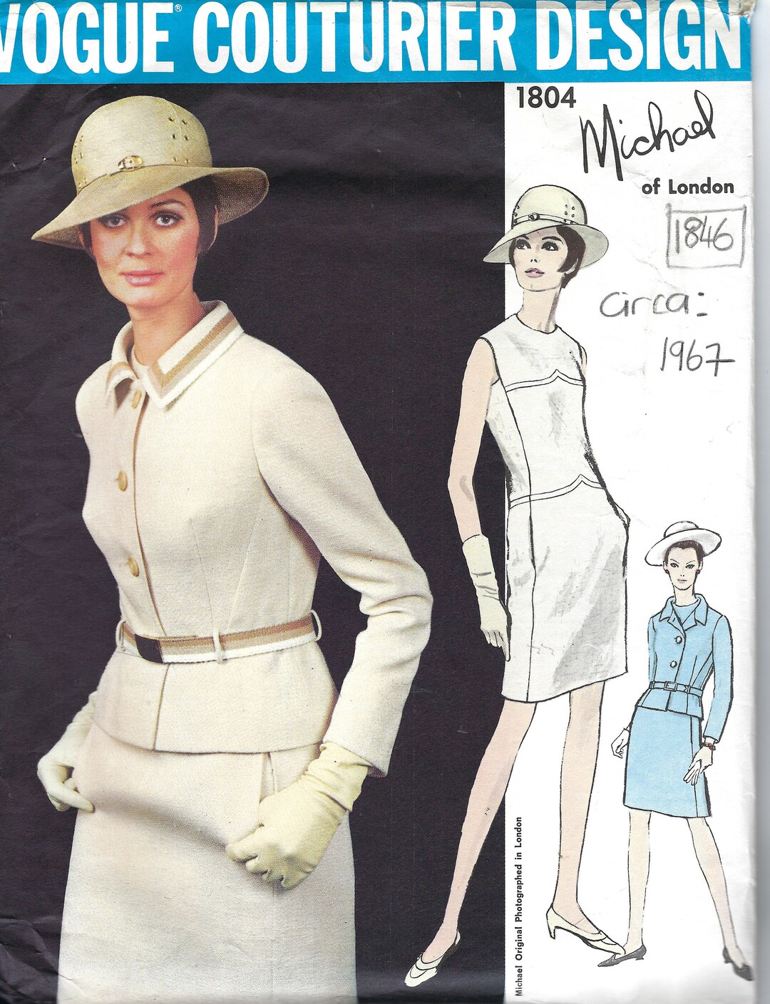 1967 Vintage VOGUE Sewing Pattern B36 DRESS & JACKET (1846) Michael of ...