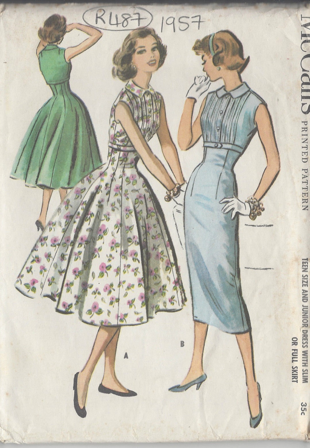 1957 Vintage Sewing Pattern B31 1/2" DRESS (R487) Mccalls 4009 - Etsy