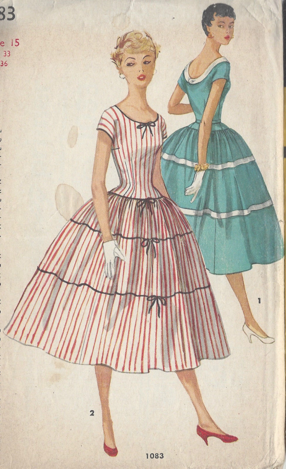 1955 Vintage Sewing Pattern B33 DRESS R755 Simplicity 1083 - Etsy