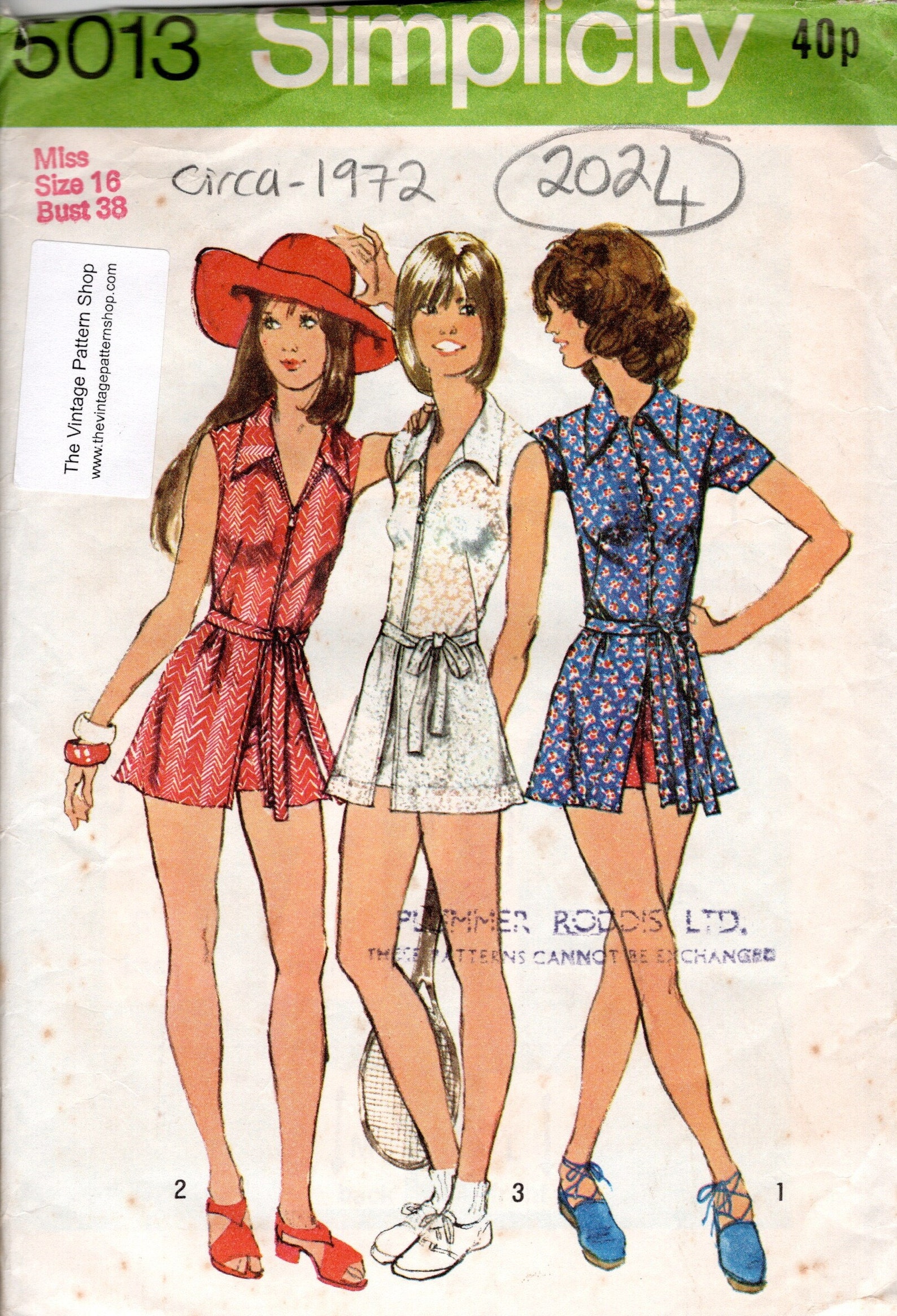 1972 Vintage Sewing Pattern Bust: 38 DRESS Tennis Dress - Etsy