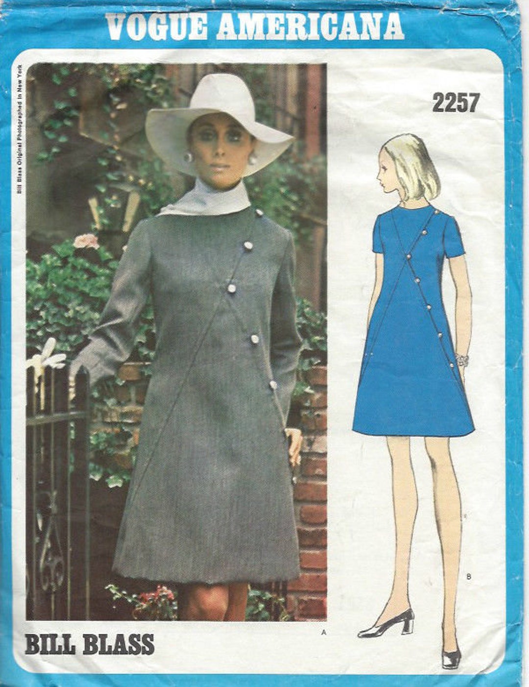 1969 Vintage VOGUE Sewing Pattern DRESS B38 (1558) by Bill Blass Vogue ...