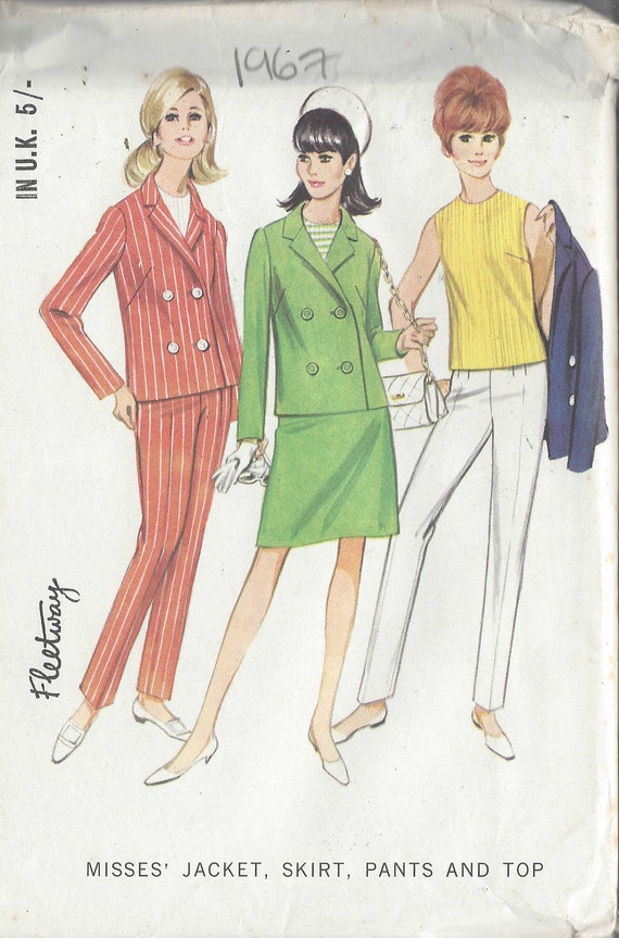 1967 Vintage Sewing Pattern B36 Jacket SKIRT PANTS & TOP - Etsy