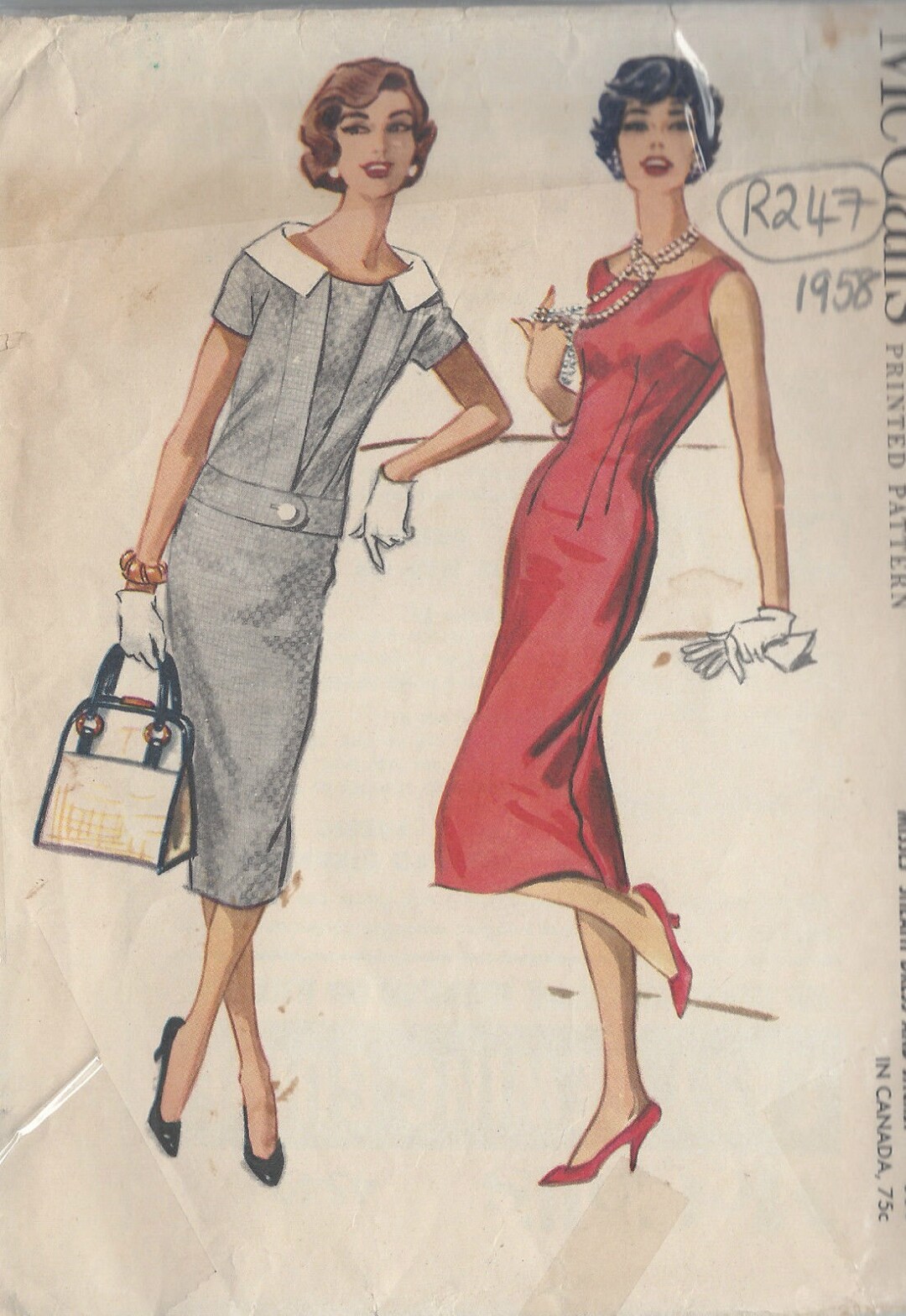 1958 Vintage Sewing Pattern B36 DRESS & JACKET (R247) Mccall's 4549 - Etsy