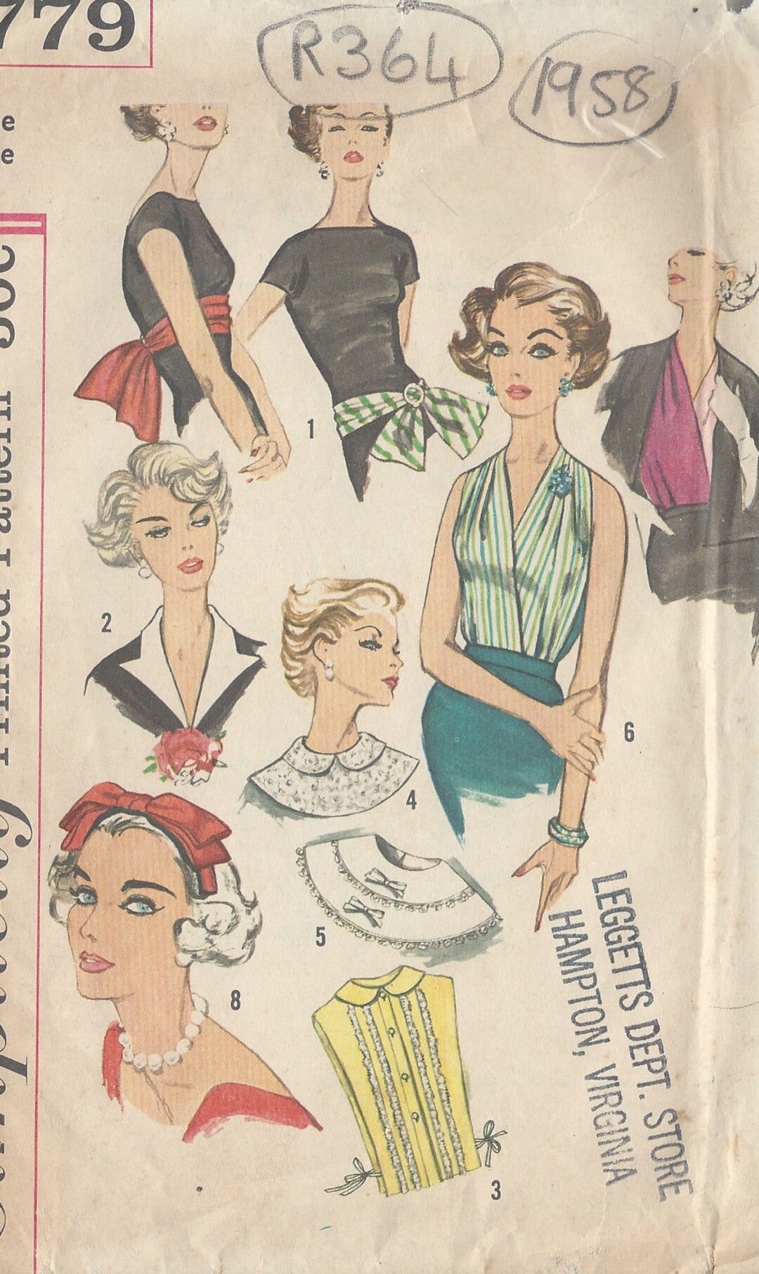 1958 Vintage Sewing Pattern NECKWEAR, Headband, DICKY & Belt-one Size ...