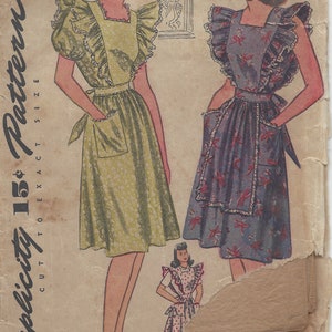 1942 WW2 Vintage Sewing Pattern B32 DRESS-PINAFORE-APRON (1128 ...